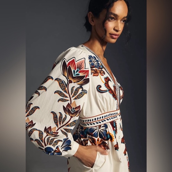 FARM Rio | Dresses | Farm Rio White Cream Buttoned Sundress With Bishop ...